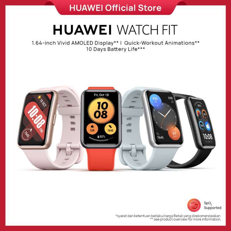 Jual HUAWEI WATCH FIT | Smartwatch | Pemantauan SpO2 24 Jam | 10 Days ...