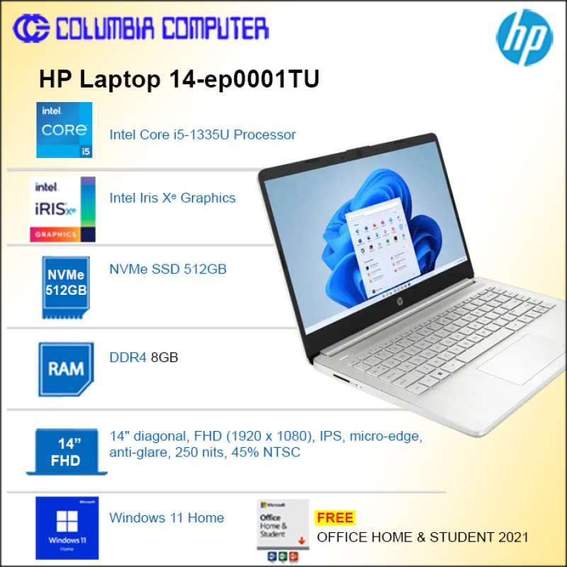 Jual HP Laptop 14-ep0001TU i5-1335U 8GB 512GB 14FHD Win11+OHS di Seller ...
