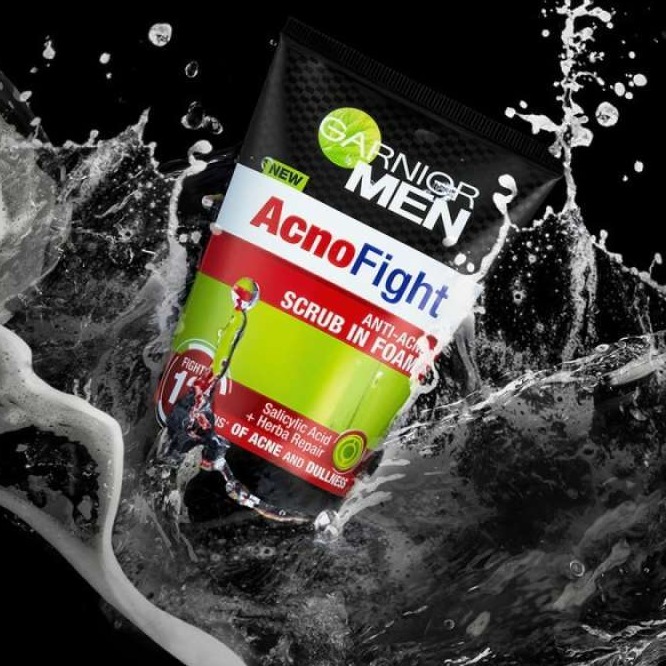 Jual Garnier Men Acno Fight Anti Acne Scrub In Foam 100 Ml Cleanser Pembersih Wajah Di Seller ...