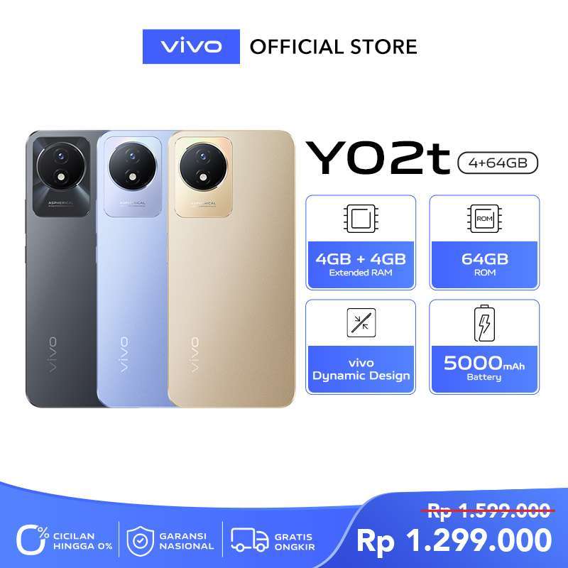 Promo Vivo Y02t (4/64) - Dynamic Design, 5000mah Battery, Dual-mode ...