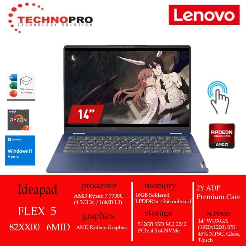 Jual Lenovo Ideapad Flex 5 14abr8 6lid 6mid || Amd Ryzen 7 7730u Amd Radeon Graphics 16gb 512gb ...