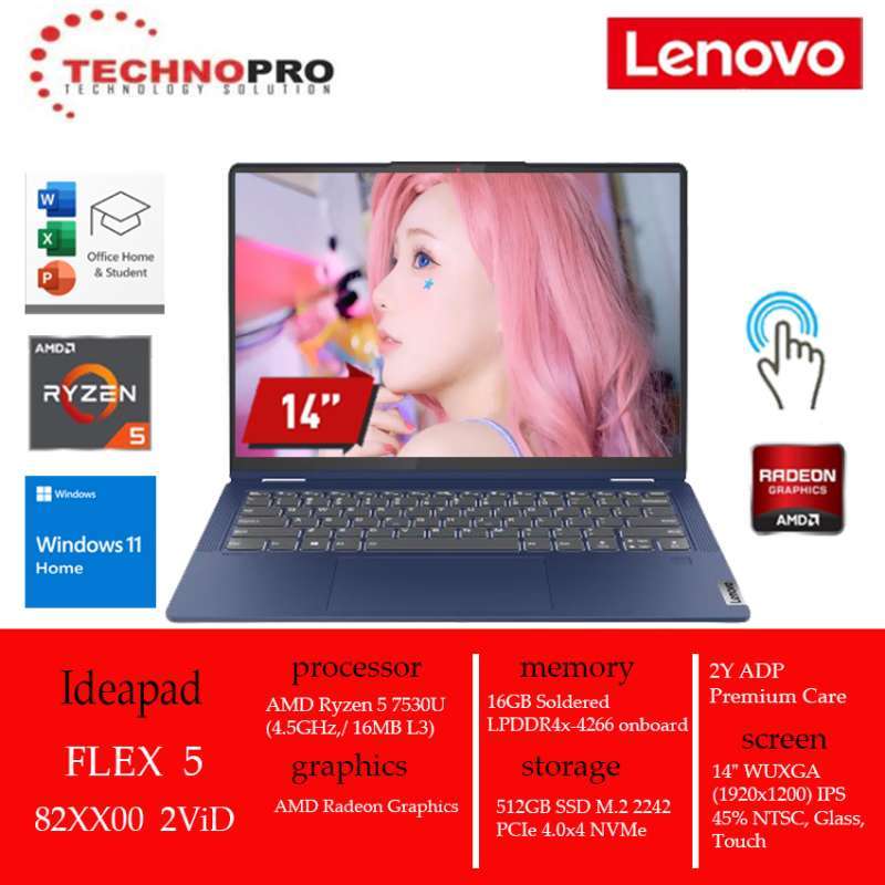Promo Lenovo Ideapad Flex 5 14abr8 2xid 2vid || Amd Ryzen 5 7530u Amd Radeon 16gb 512gb Ssd ...