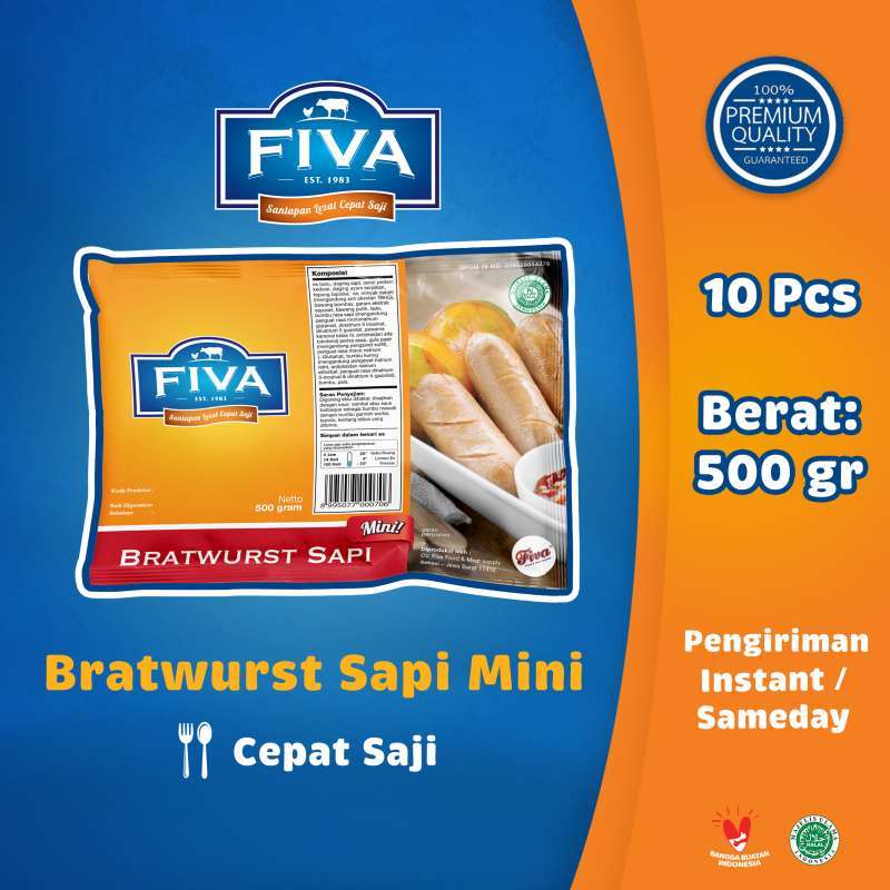 Jual Fiva Sosis Bratwurst Sapi Mini 500 Gram Isi 10 Pcs Di Seller Fiva Food Official Store