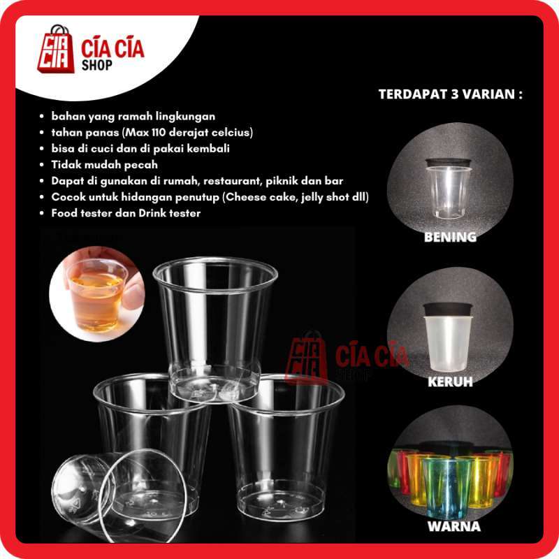 Jual Gelas Sloki Plastik Shot Glass Bening Warna Warni Gelas Seloki 12 ...