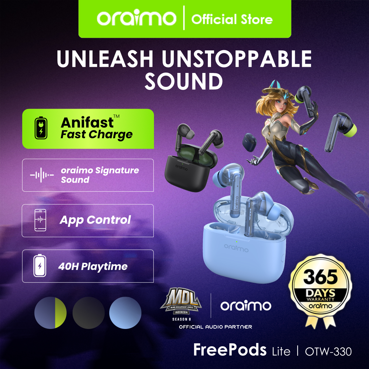 Promo Oraimo TWS True Wireless Stereo Bluetooth Earphone v5.3 Freepods ...