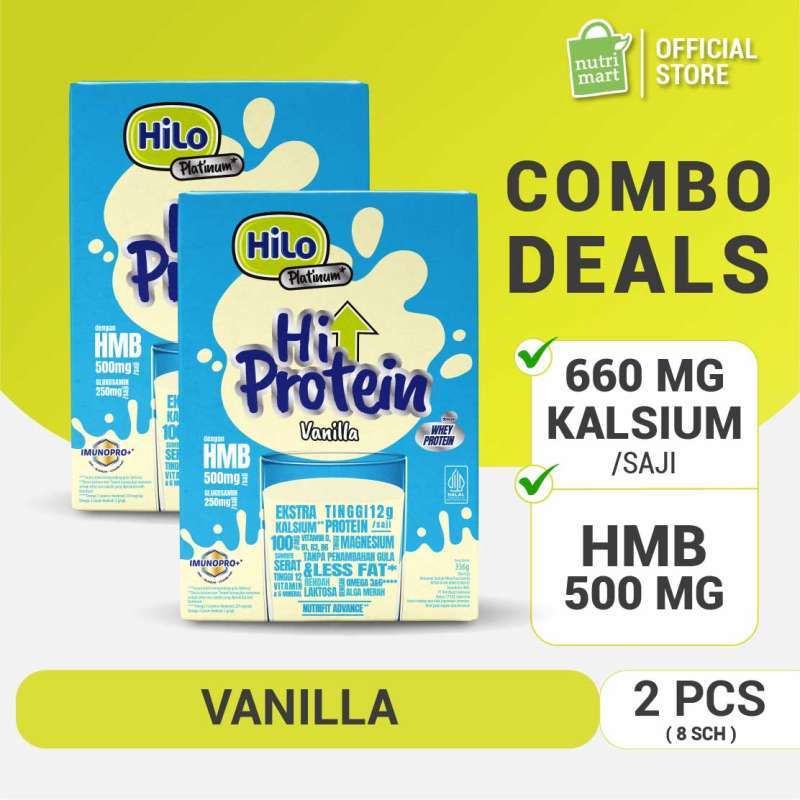 Promo Twin Pack - Hilo Platinum + Hmb (8 Sachet) - Susu Tinggi Protein Jaga Massa Otot Usia ...