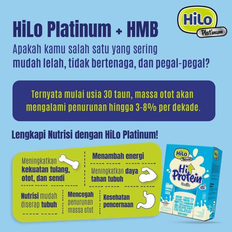 Promo Twin Pack - Hilo Platinum + Hmb (8 Sachet) - Susu Tinggi Protein Jaga Massa Otot Usia ...