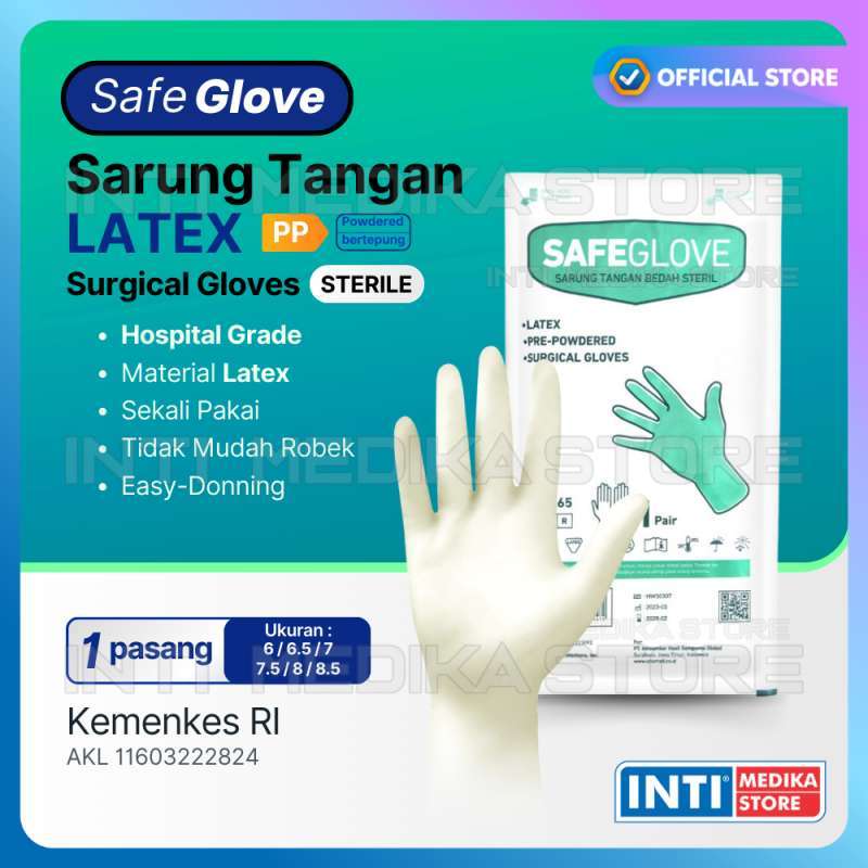Promo Safeglove - Sarung Tangan Latex Pre Powdered | Surgical Gloves ...