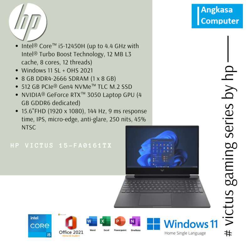 Promo HP VICTUS 15-fa0161TX i5-12450H 2x8GB 512SSD RTX3050 15.6FHD ...