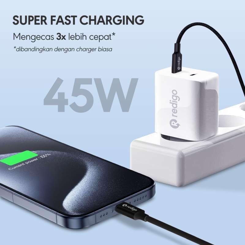 Promo Redigo Kepala Charger Untuk iPhone Dan Android Dual Port Type-c ...