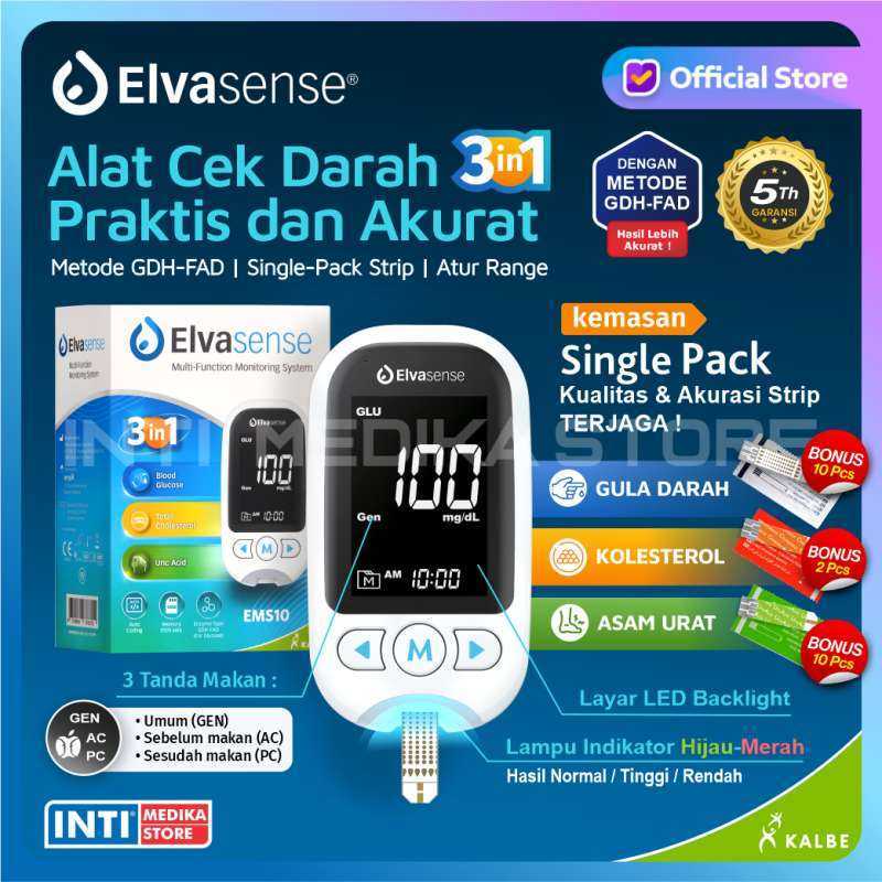 Alat Cek Darah 3 In 1 Elvasense Lengkap Harga Terbaru Maret 2024 | Blibli