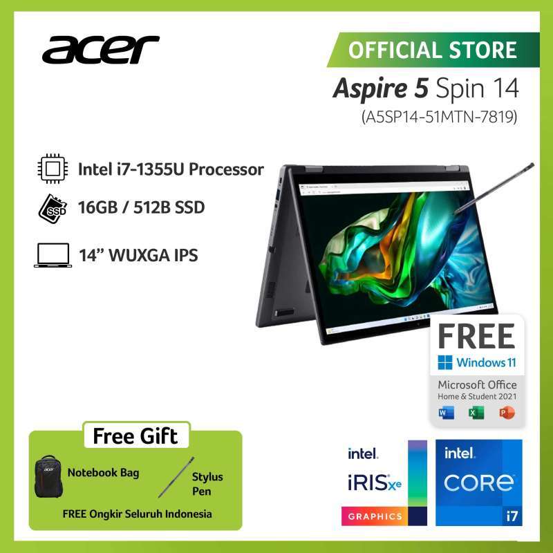 Promo Acer Laptop 2 In 1 Aspire 5 Spin 14 A5sp14-51mtn-7819 14 Wuxga ...