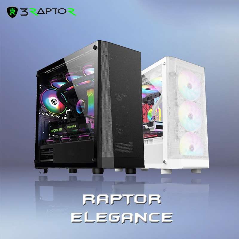 Promo Casing Gaming Raptor Elegance - Include 3 Fan Rgb Rover - White ...