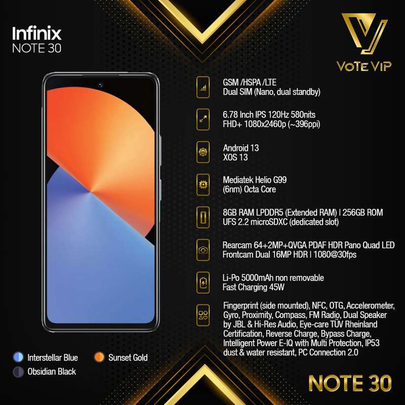 Jual Infinix Note 30 8/256 Ram 8gb Internal 256gb Garansi Resmi - Blue ...