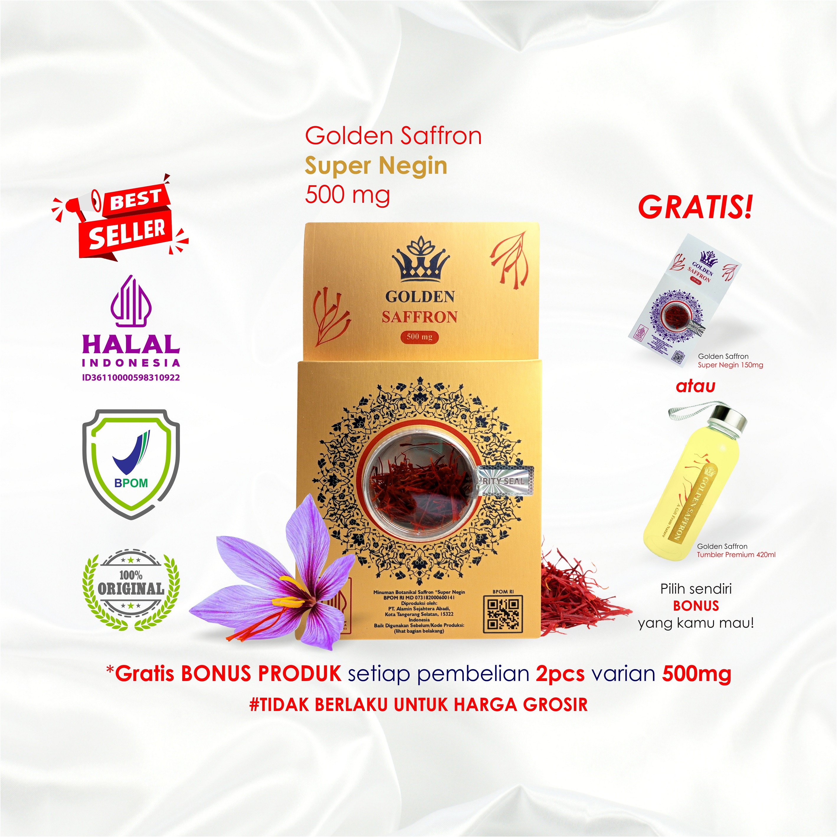 Jual Golden Saffron Indonesia / Saffron Super Negin (Finest Quality A++ ...