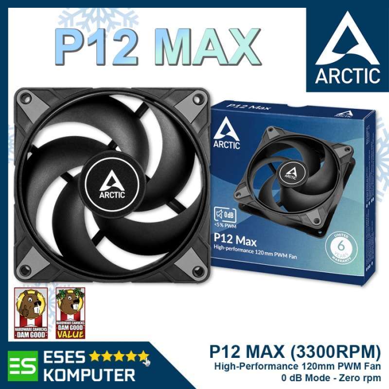 Jual Fan Arctic P12 Max Black High-performance 120mm Pwm Fan 3300 Rpm ...