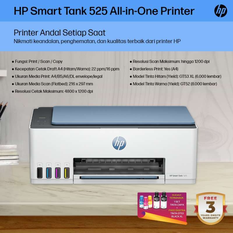 Promo Printer Hp Smart Ink Tank 525 All In One Print Scan Copy Usb