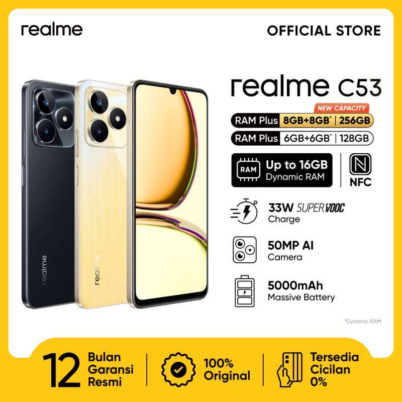 Promo Realme C53 6gb+128gb / 8gb+256gb (33w Supervooc Charge | 50mp Ai Camera | 5000 Battery ...