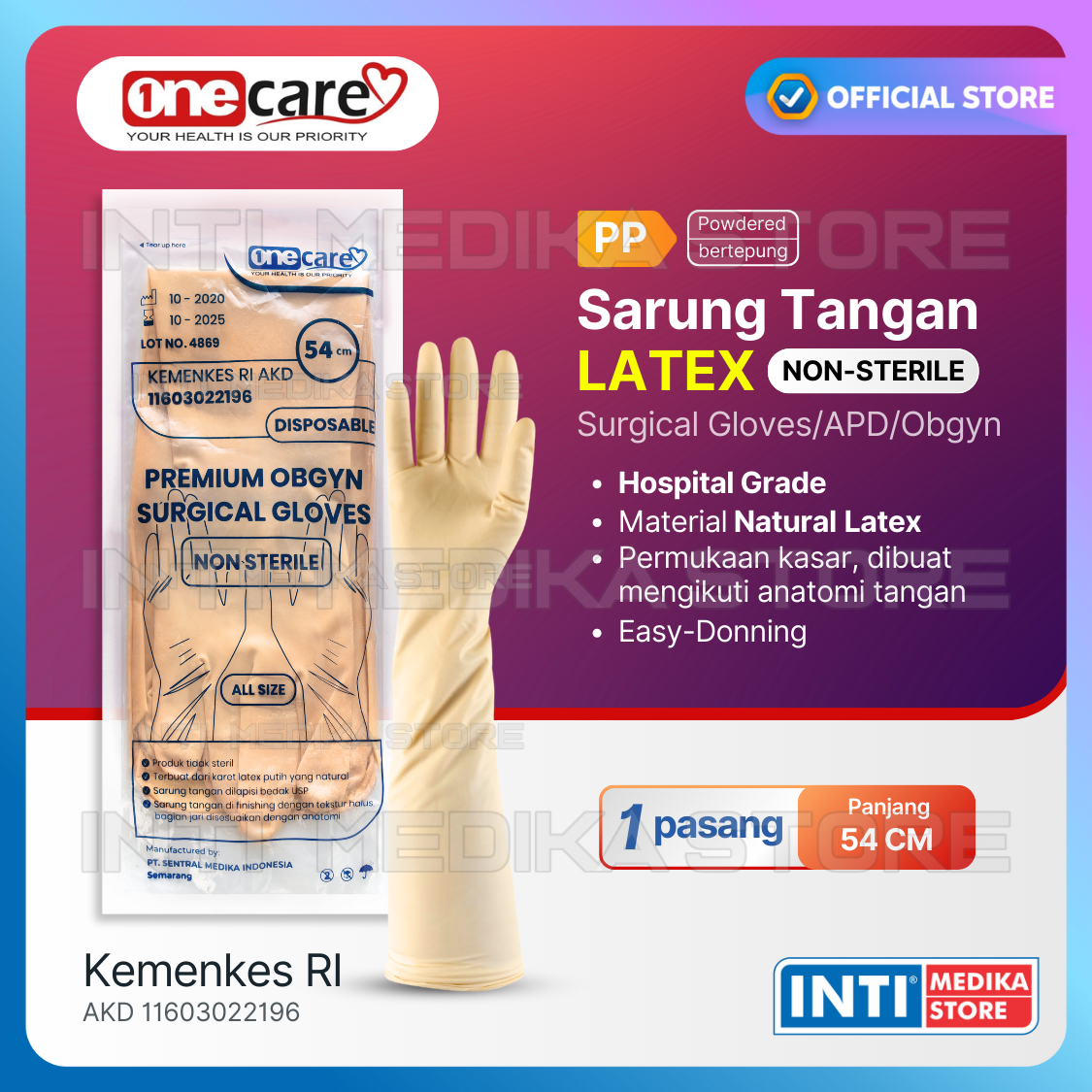 Jual Onecare - Sarung Tangan Latex Apd Panjang | Surgical Obgyn Non ...