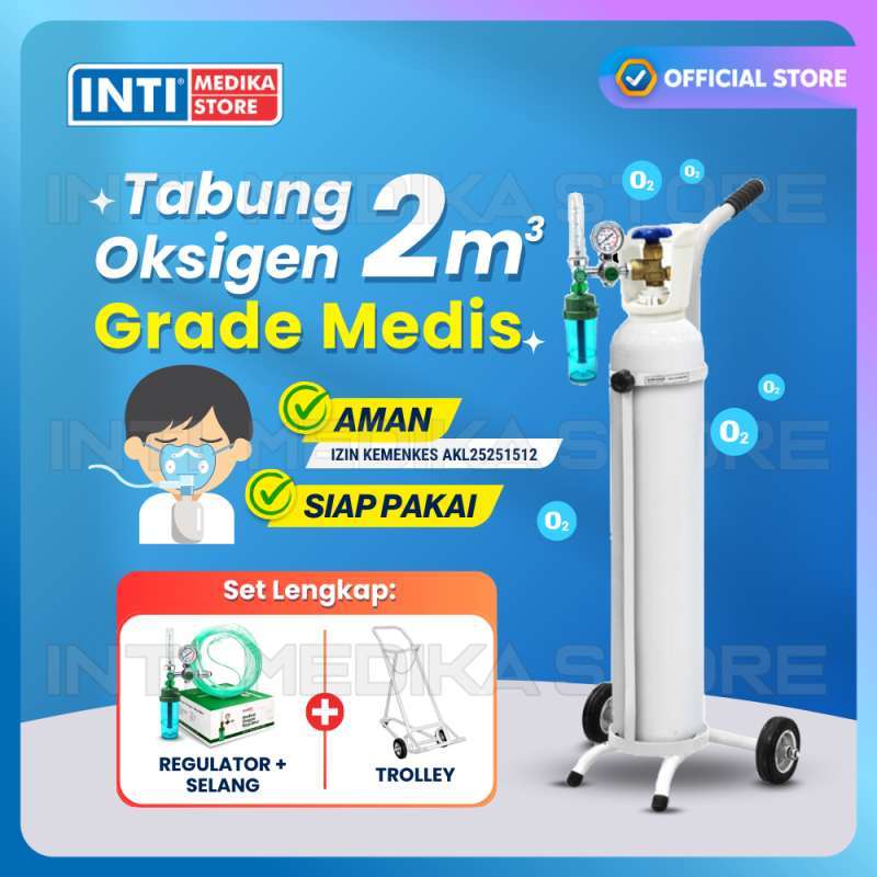 Promo Tabung Oksigen Set 2m3 (+ Trolley + Regulator ) | Tabung Oxygen - Tabung Set 2m3 Diskon 13 ...
