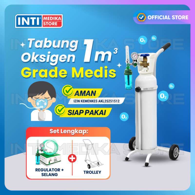 Promo Tabung Oksigen Set 1m3 (+ Trolley + Regulator ) | Tabung Oxygen Diskon 36% Di Seller Inti ...