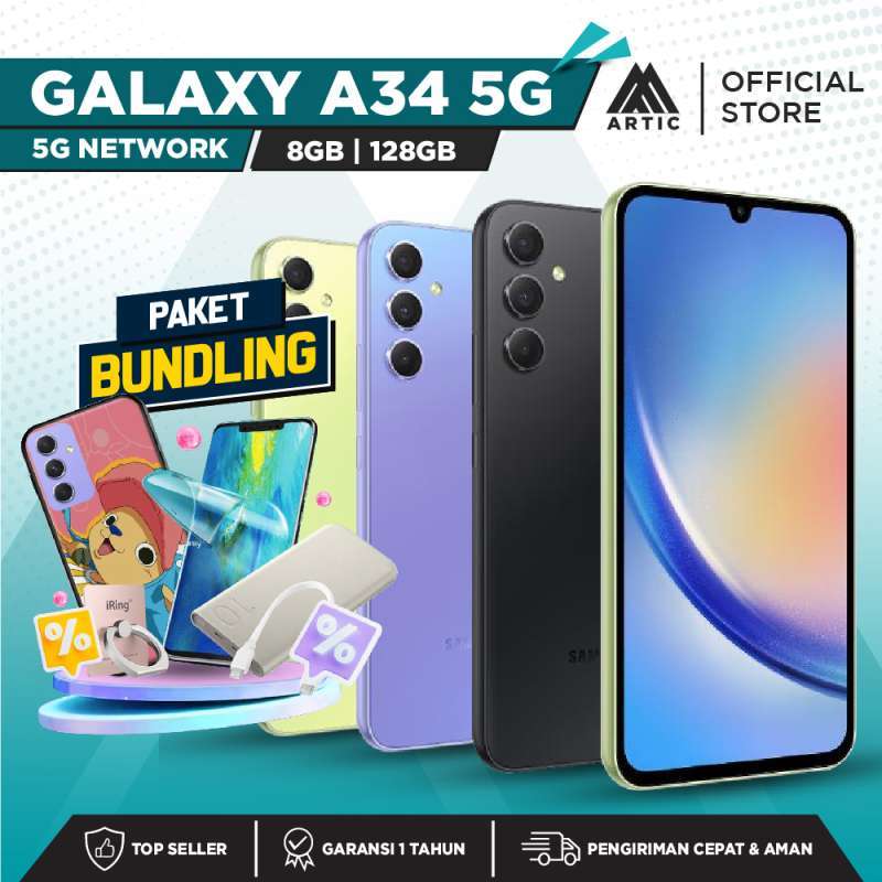 Promo Samsung Galaxy A34 8/128 GB RAM 8 ROM 128 8GB 128GB Paket Hydrogel / Casing / Powerbank ...