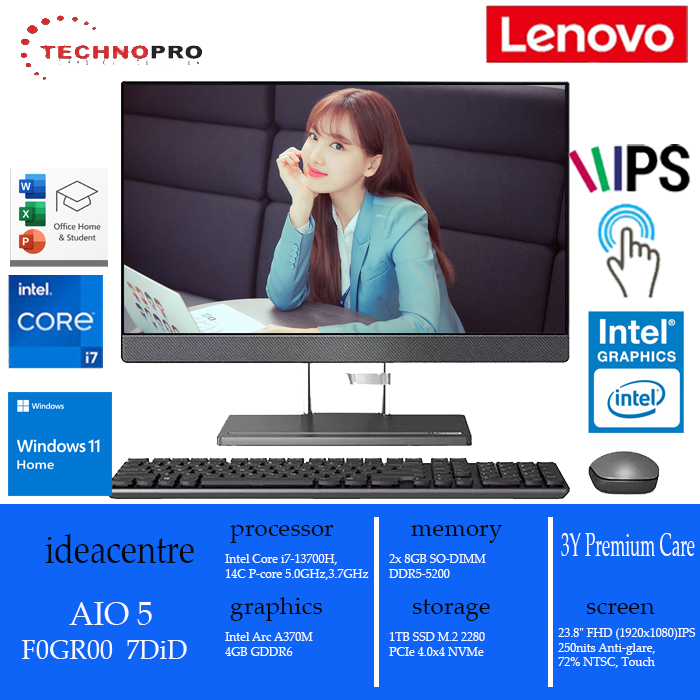 Promo Lenovo Ideacentre Aio 5 24iah7 7did || Intel Core I7-13700h Arc A370m 16gb 1tb Ssd Windows ...