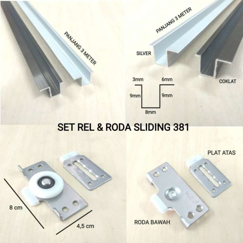 Jual Set Rel Plus Roda 381 Pintu Sliding / Geser Lemari 1,5 Mtr ...