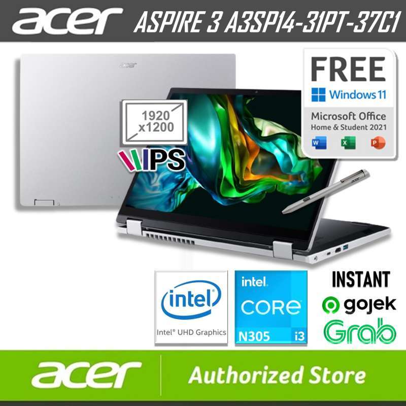 Promo Acer Aspire 3 Spin Touch A3sp14 37c1 I3 N305 8 Core 8/512ssd W11 ...