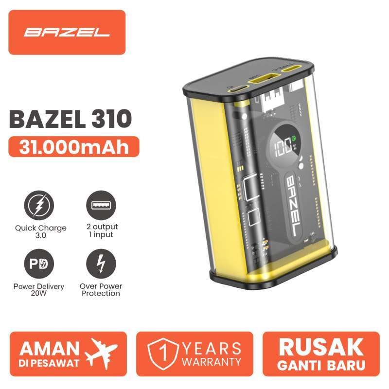 Promo Bazel 310 Powerbank Transparent Digital Display 30000mAh 22.5W + PD 20W - 310 QC 3.0 + PD ...