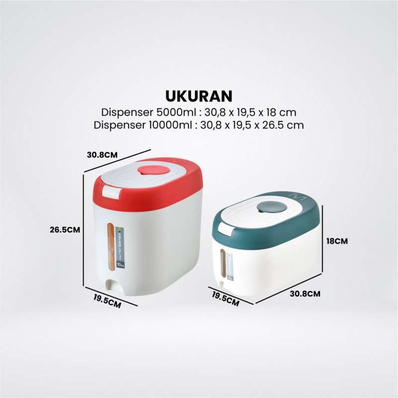 Promo Oem Sk-c882 Dispenser Beras 5kg/10kg Free Gelas Takar Tempat Wadah Penyimpanan Beras Rice ...