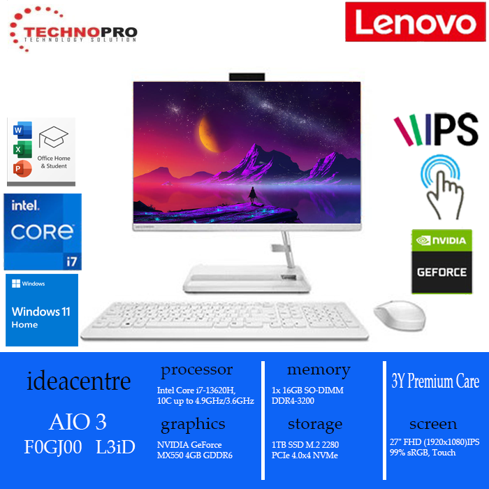 Promo Lenovo Ideacentre Aio 3 27iap7 L3id L2id || Intel Core I7-13620h Nvidia Mx550 16gb 1tb Ssd ...