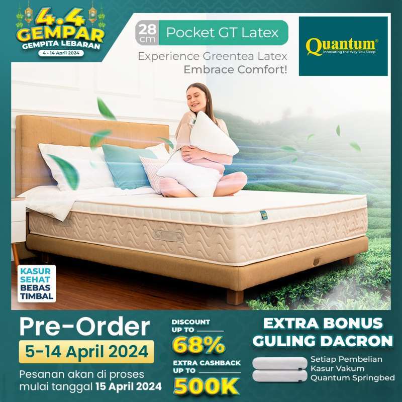 Promo Quantum Kasur Pocket Gt Latex Vakum / Greentea Latex bebas timbal ...