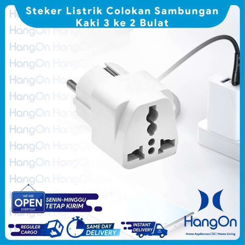 Jual Steker Listrik Colokan Sambungan Kaki 3 Ke Kaki 2 Bulat Eu Plug Di ...