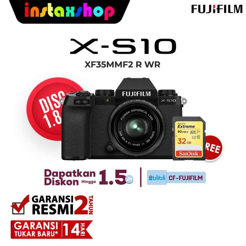 Jual Instaxshop Fujifilm X-s10 Xs10 Body Kit Xf 35mm F2 R Wr Kamera ...