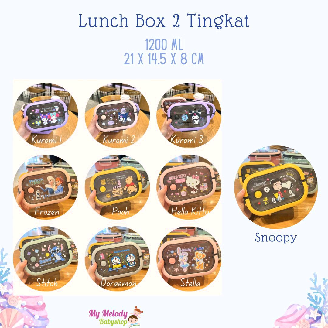 Jual Eco Lunch Box 2 Tingkat 1200ml Sekat 3 Karakter/Tempat Bekal 2 ...