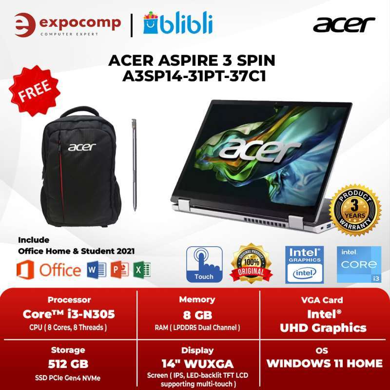 Promo Acer A3sp14-31pt-37c1 Grey Core I3-n305/8gb/512ssd/14 Ips/ohs ...