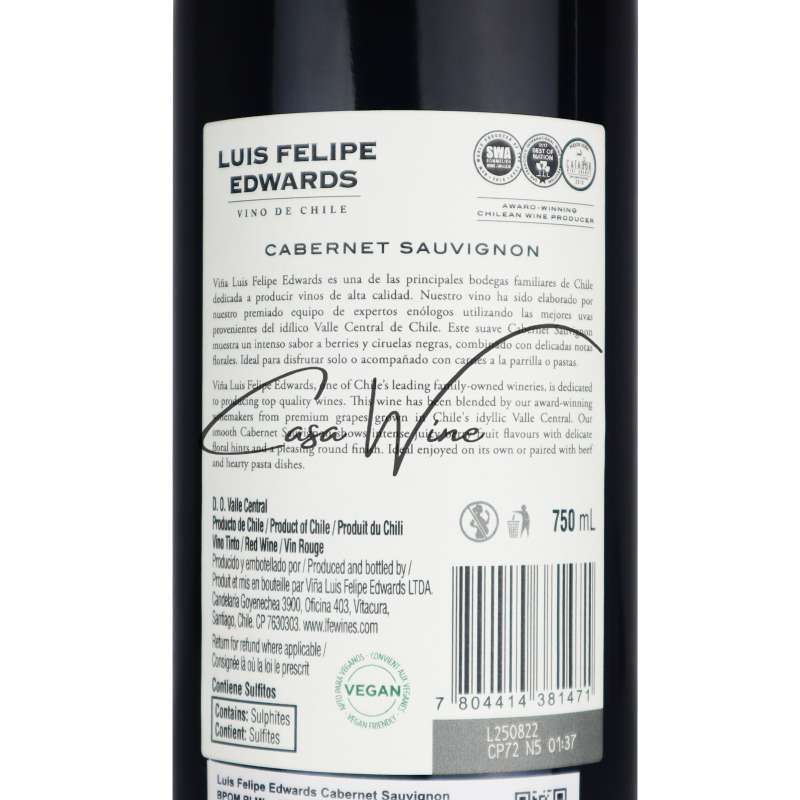 Jual Red Wine Luis Felipe Edwards Cabernet Sauvignon Di Seller Casa Wine Official Store - Karet ...