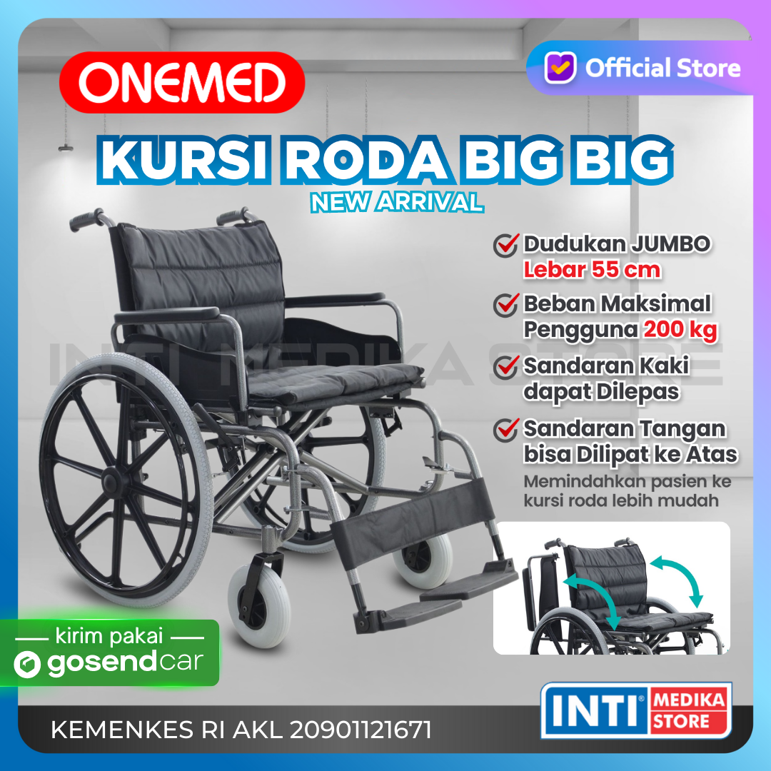 Jual ONEMED - Kursi Roda STANDAR BIG BIG Lebar 55cm | Portable ...