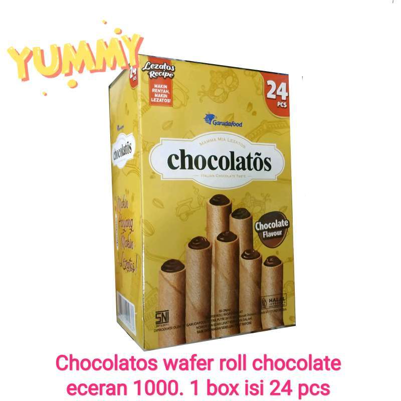 Jual chocolatos wafer roll chocolate ecer 1000 | 1 box isi 24 pcs di ...