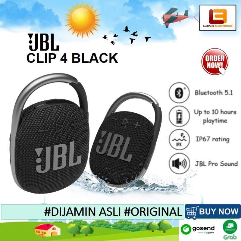 Jual Jbl Clip 4 Bluetooth Wireless Speaker Portable Waterproof - Black ...