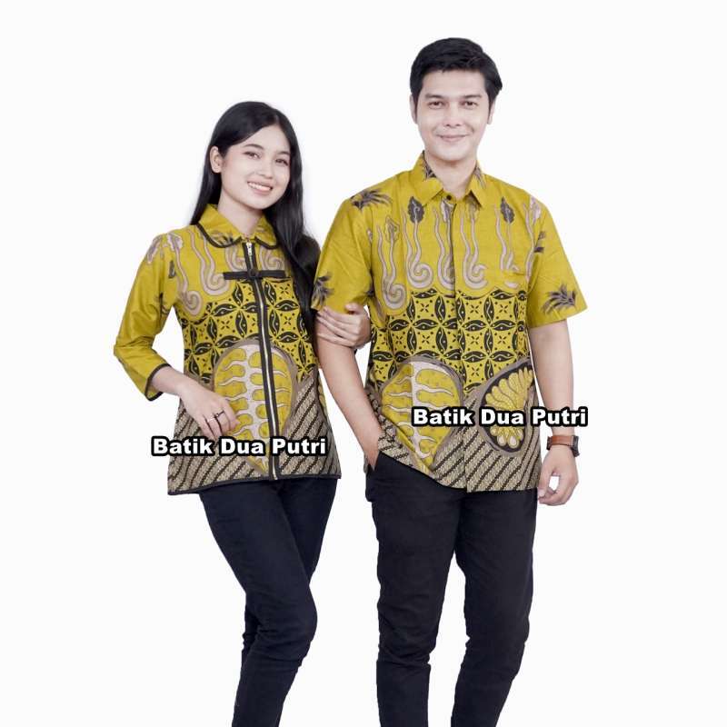 Promo Batik Wanita Modern Couple Warna Kuning Kombinasi Hitam by Batik ...