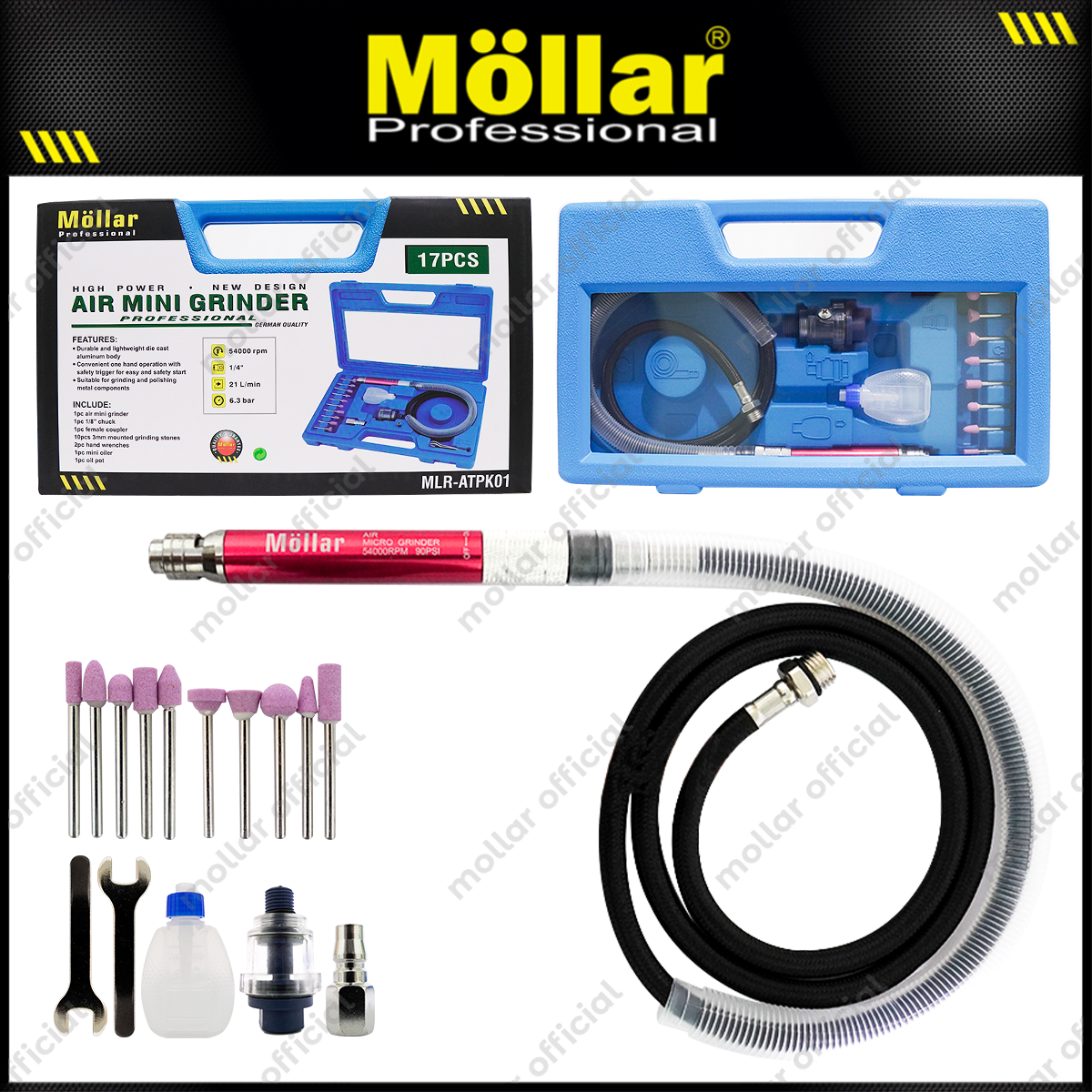 Promo Mollar Atpk01 Air Mini Grinder Set 17 Pcs Bor Gerinda Tuner ...