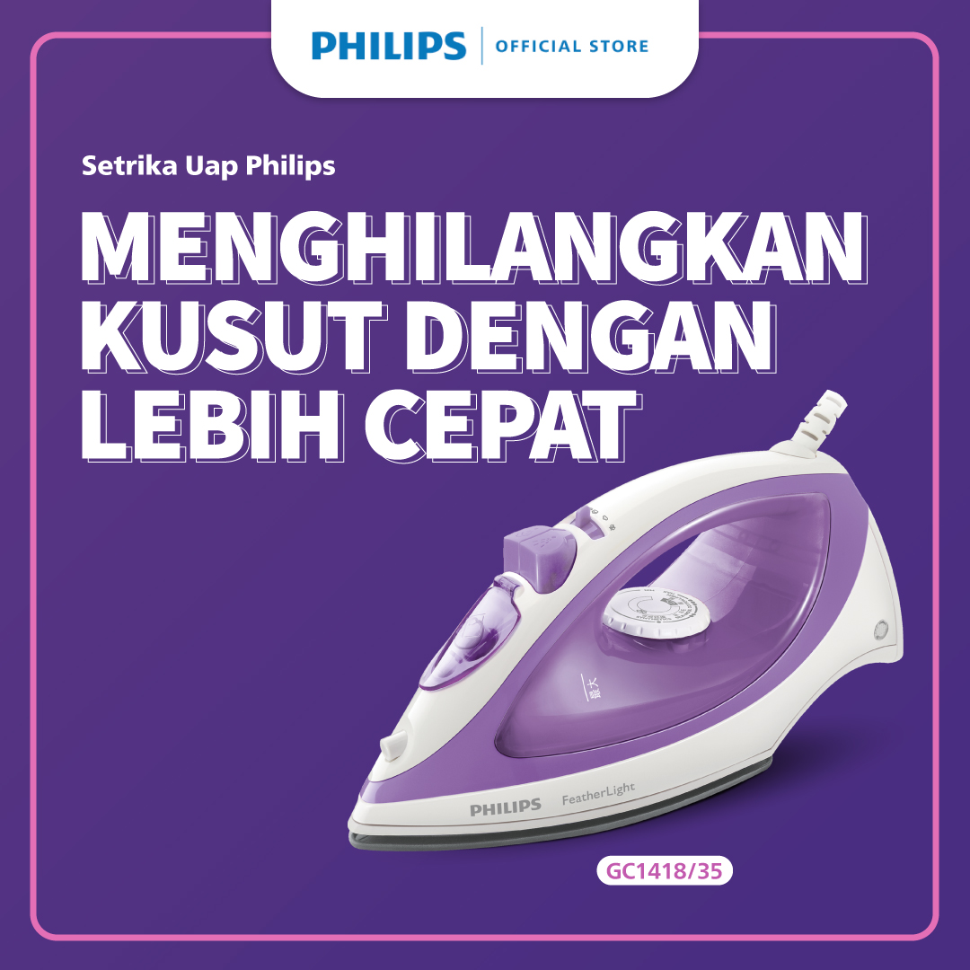 Promo Philips Setrika Uap Gc1418/35 Ungu - Setrika Uap Optimal, Tapak ...
