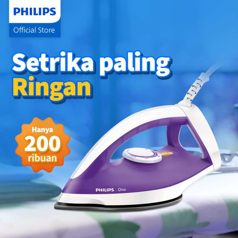 Promo Philips Setrika Kering Diva Gc122/37 - Ungu, Tapak Non-stick ...