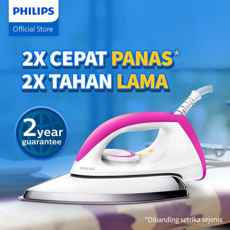 Promo Philips Setrika Kering Hd1173/40 Pink, Ceramic 4 Lapis, Anti ...