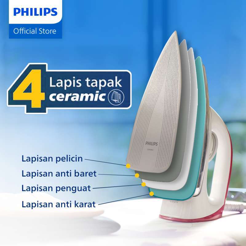 Promo Philips Setrika Kering Hd1173/40 Pink, Ceramic 4 Lapis, Anti ...