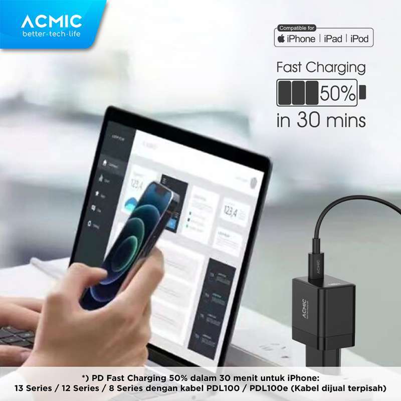 Promo Acmic Cpd45 Type C 45W Charger Super Fast Charging Adaptor ...