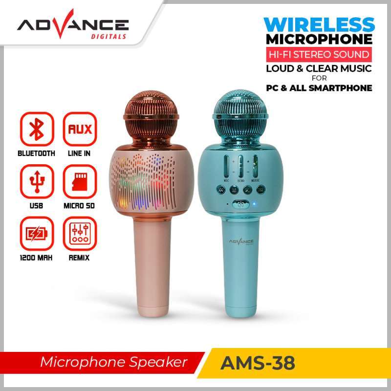 Promo Advance - Microphone Wireless Bluetooth Karaoke (ams-08) Diskon 43% Di Seller Electronic ...