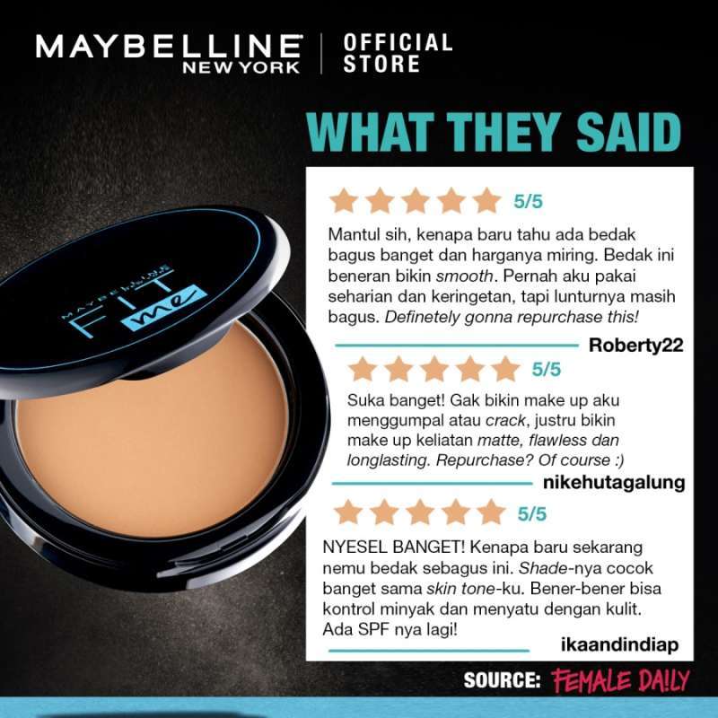 Jual Maybelline Fit Me Matte + Poreless Compact Powder 120 Di Seller ...